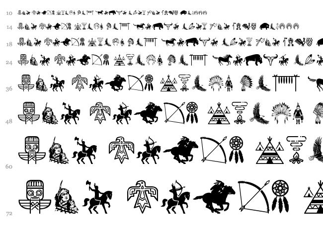 Native American Indians fuente , Dingbats - Antiguo fuentes - Fontzzz.com